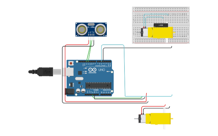 Circuit design Obstacle Avoidance Robot - Tinkercad