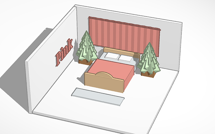 3D design Really simple pink bedroom - Tinkercad