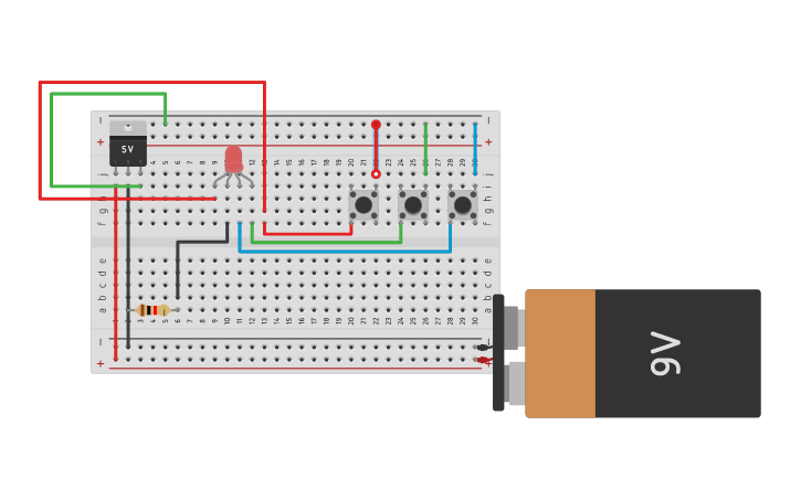 Circuit design RGB WITH BREADBOARD ON PUSHBUTTON | Tinkercad