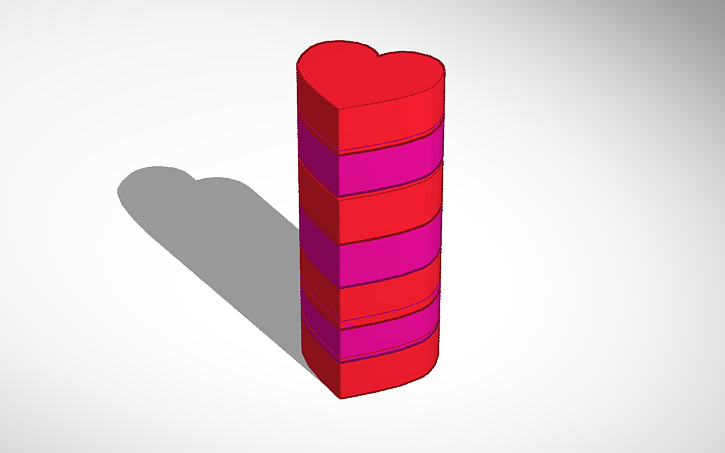 3D design Pink and Red Heart Stack - Tinkercad