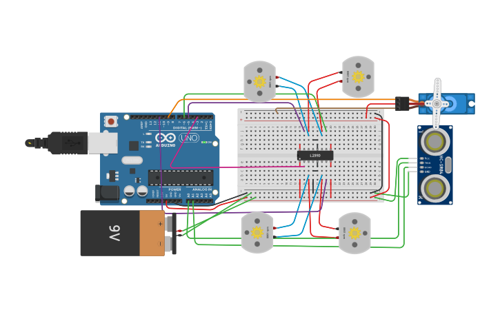 Circuit design Robotic Arm Project - Tinkercad