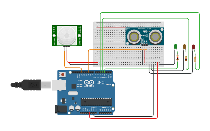 Circuit design Smart Parking - Tinkercad