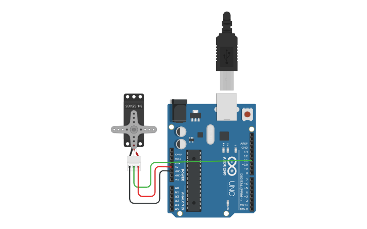 Circuit design conduccion de un servomotor - Tinkercad Circuit design conduccion de un servomotor - Tinkercad