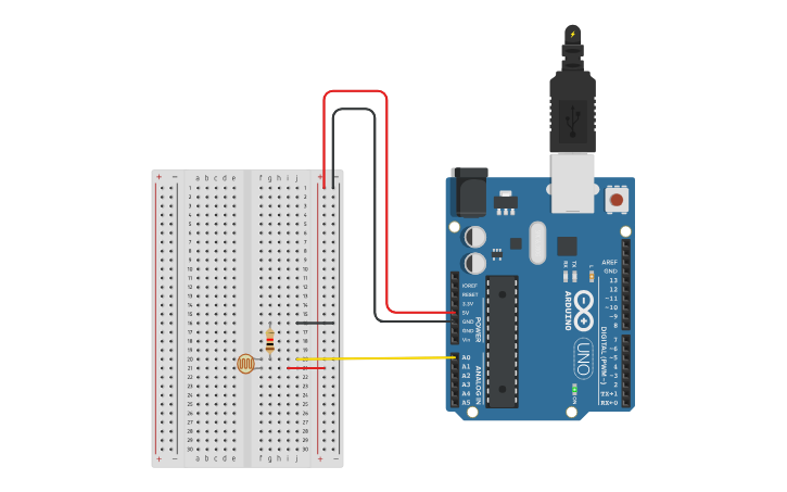 Circuit design 11b_Photoresistor_Analog Input - Tinkercad