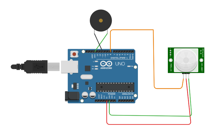 Circuit design Automatic door bell | Tinkercad