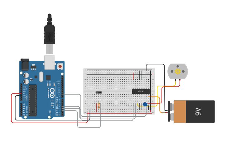 Circuit design EXERCISE 4.B. DC MOTOR CONTROL USING AN H-BRIDGE | Tinkercad