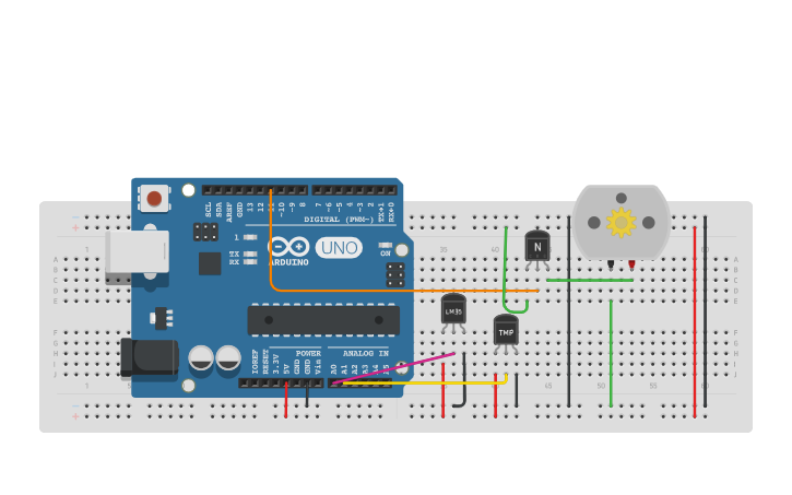 Circuit Design Control De Motor Dc Con Sensor Tmp36 Tinkercad
