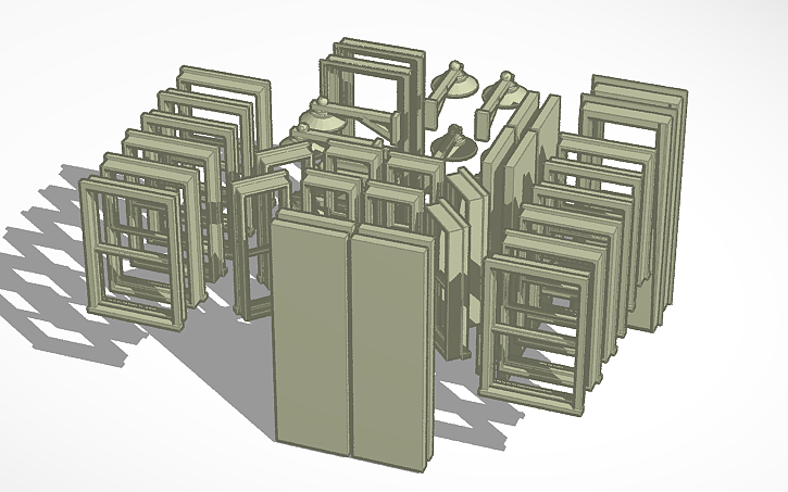 3D design Windows doors and lights Station - Tinkercad