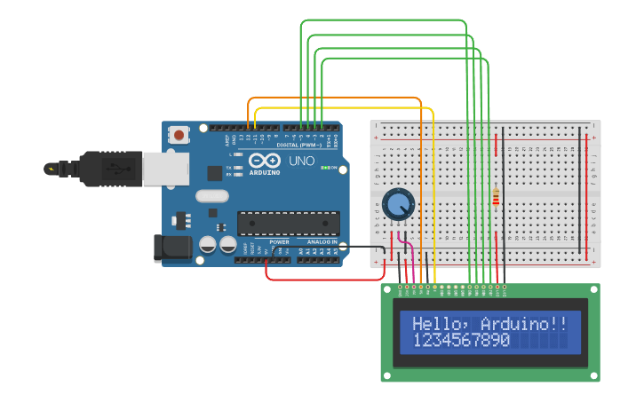 Circuit design 10주차 텍스트 LCD 모듈 - 권기환(1234567) | Tinkercad