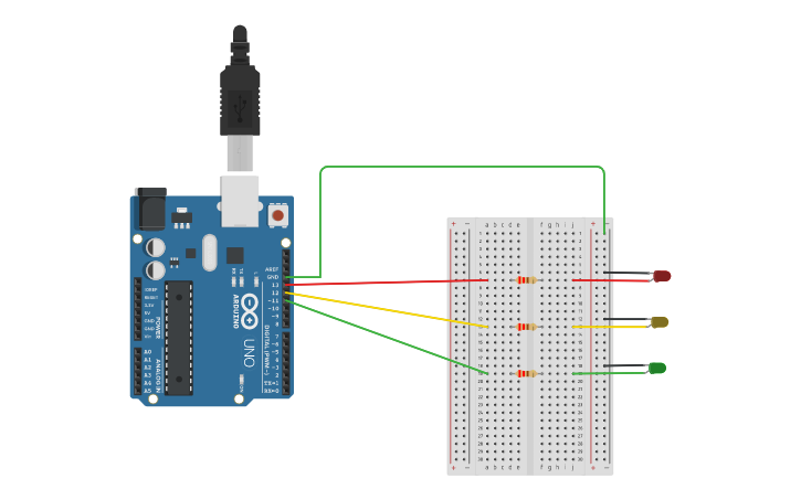 Circuit design traffic signalling - Tinkercad