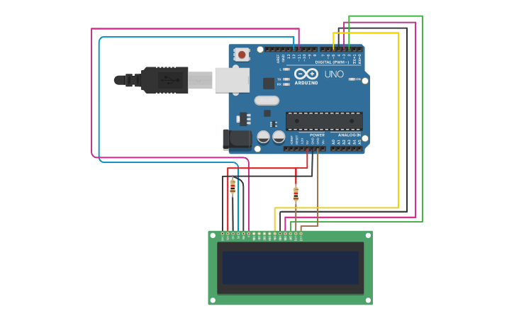 Circuit design Working w/ LCD | Tinkercad