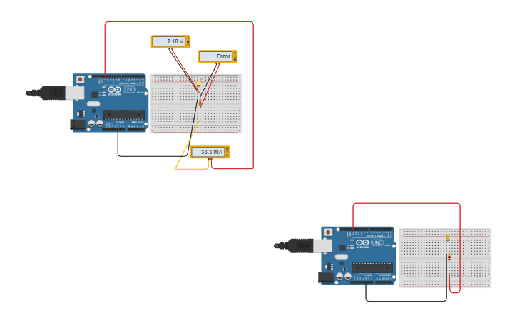 Circuit design Arduino com e sem Multímetro | Tinkercad