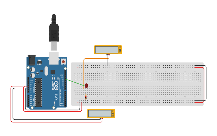 Circuit design Medición de corriente del arduino | Tinkercad