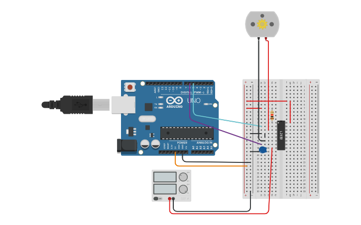 Circuit design DCmotor-Driver-Arduino - Tinkercad