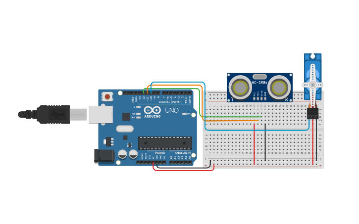 Circuit design Automatic Trash Can - Tinkercad