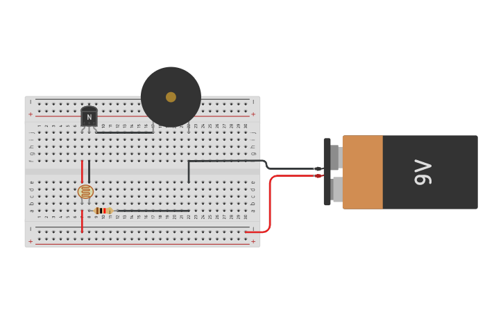 Circuit Design Sensor Cahaya Pada Alarm Otomatis Tinkercad