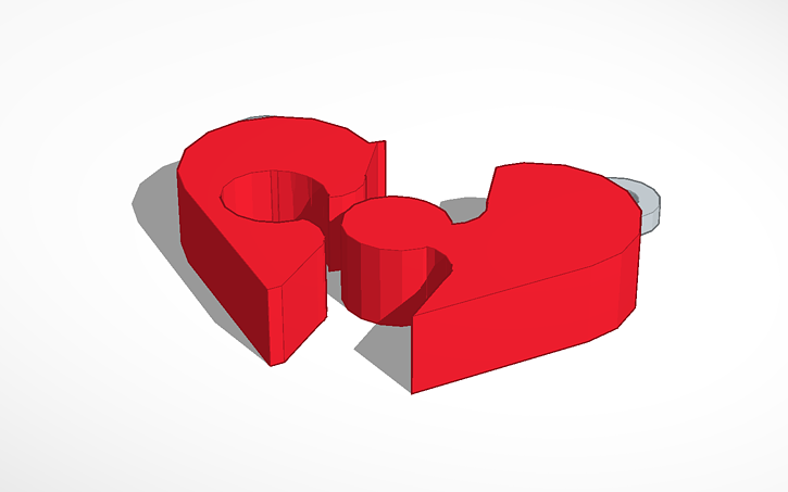 3D design Heart Couple Key Chain - Tinkercad