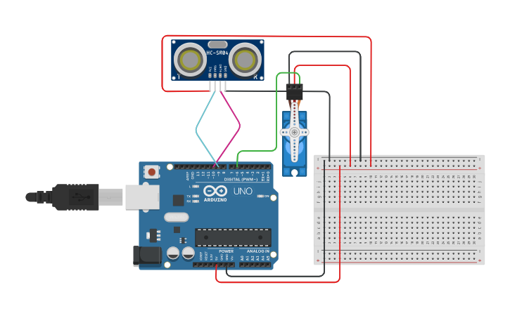 Circuit design Automatic Hand Sanitizer Dispenser... - Tinkercad