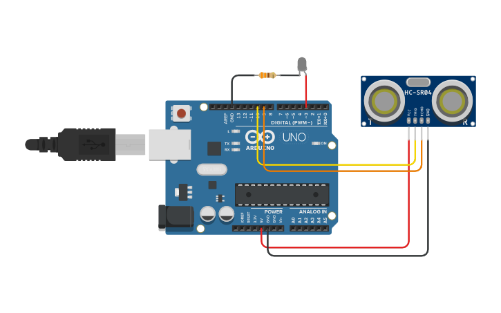 Circuit design Sensor de Distancia | Tinkercad Circuit design Sensor de Distancia | Tinkercad