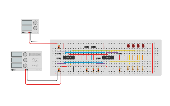 Circuit design Parallel In Parallel Out - Tinkercad