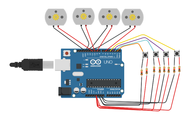 Circuit design Atividade 06 - Motores | Tinkercad