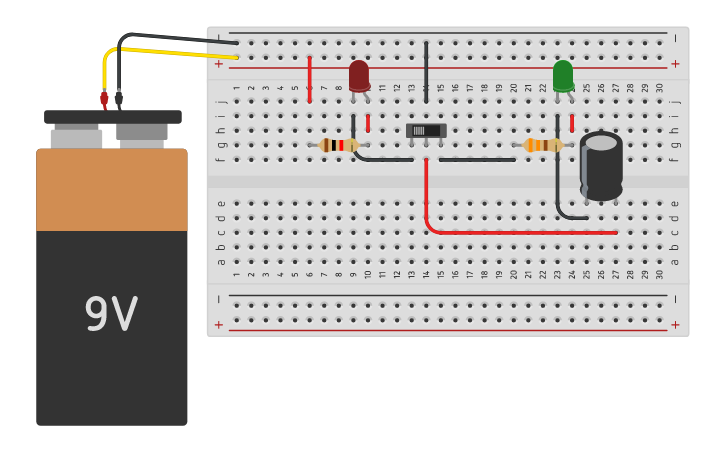 Circuit design Resistor Protection led - Tinkercad