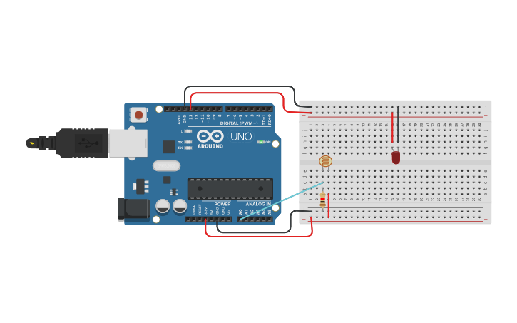 Circuit design fotoresistencia | Tinkercad