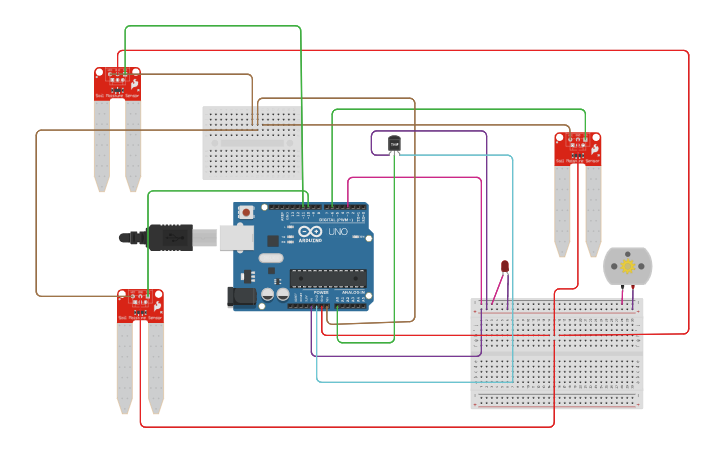 Circuit design Smart Irrigation - Tinkercad