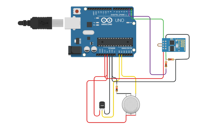 Circuit Design Gas And Temperature Monitoring Tinkercad