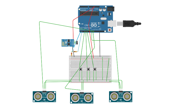 Circuit design Smart Parking System - Tinkercad