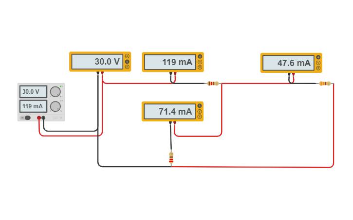 Circuit design primo principio di kirchhoff - Tinkercad