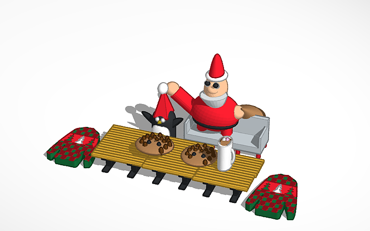 3D design santa and peter the penguin - Tinkercad