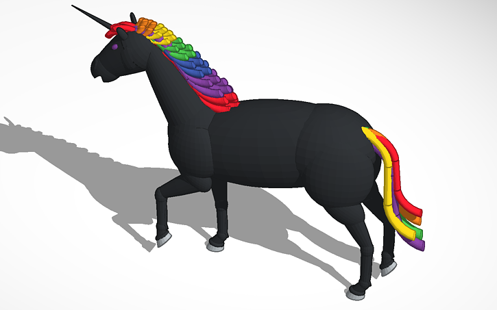 3D design rainbow unicorn - Tinkercad