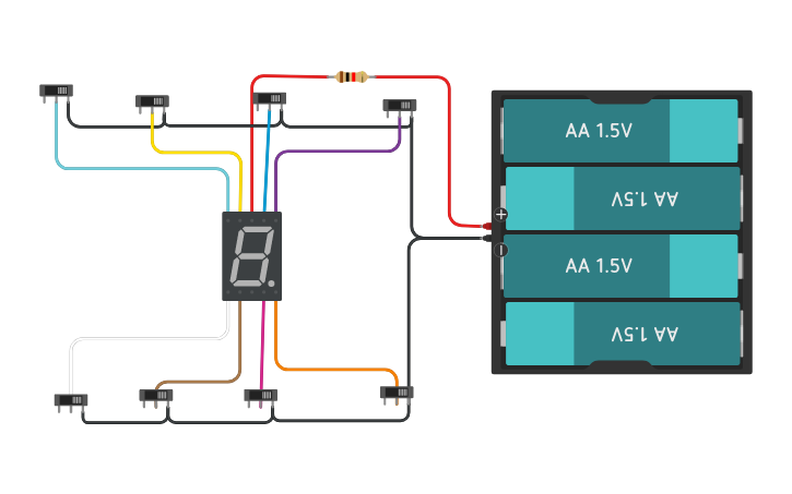 Circuit design Pantalla digital 7 segmentos LED - Tinkercad