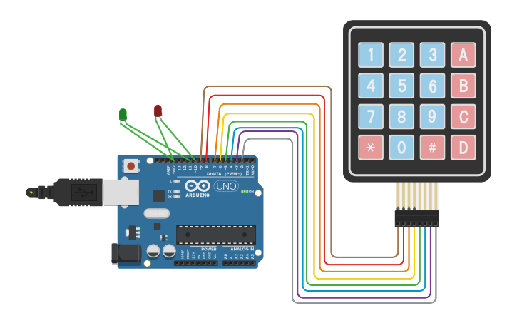 Circuit design Teclado 4x4 | Tinkercad