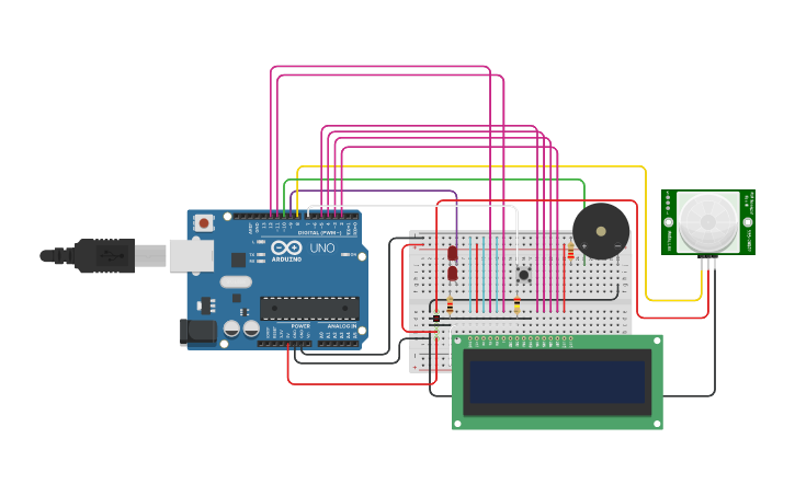 Circuit design Alarm system - Tinkercad
