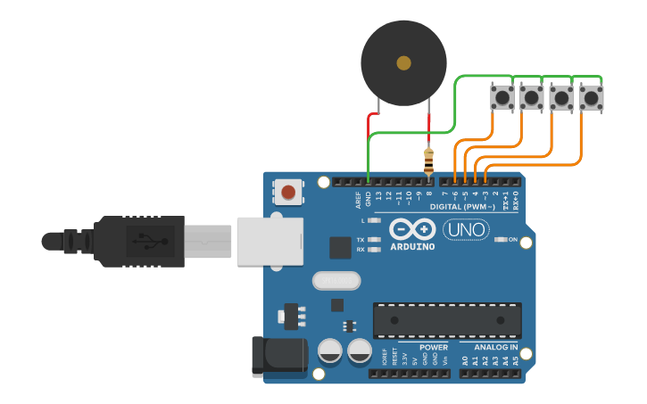 Circuit design Buzzer - Tinkercad