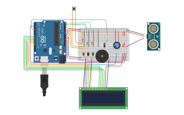 Circuit design Open Door Alarm With Ultrasonic - Tinkercad