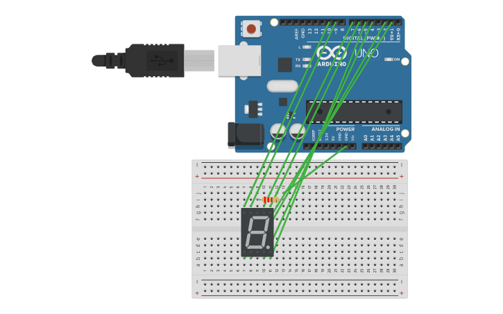 Circuit design Display de sete segmentos | Tinkercad Circuit design Display de sete segmentos | Tinkercad