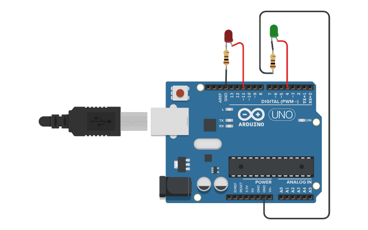 Circuit design M5_Animasi LED dengan Perungalan While() - Tinkercad Circuit design M5_Animasi LED dengan Perungalan While() - Tinkercad