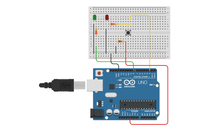 Circuit design LKPD Basic 2 - simulasi LED berkedip - Tinkercad Circuit design LKPD Basic 2 - simulasi LED berkedip - Tinkercad