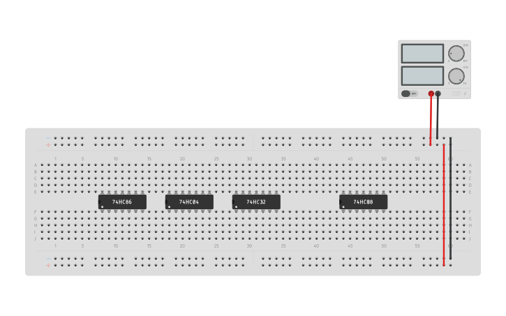 Circuit design BCD to Excess 3 code converter | Tinkercad