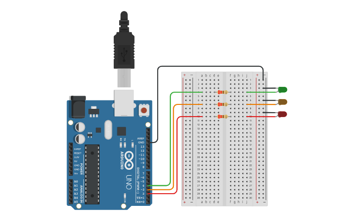 Circuit Design Traffic Light Control System Tinkercad