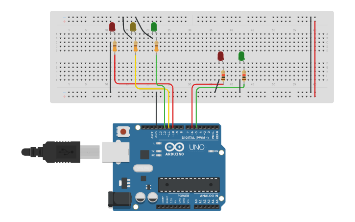 Circuit design Traffic Signal System | Tinkercad