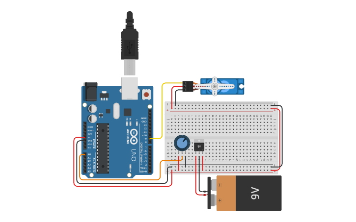 Circuit design APPLICATION 11: Servo Motor Control Application - Tinkercad