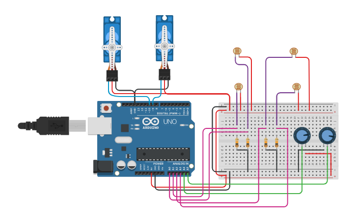 Circuit design Panel solar con control de carga - Tinkercad