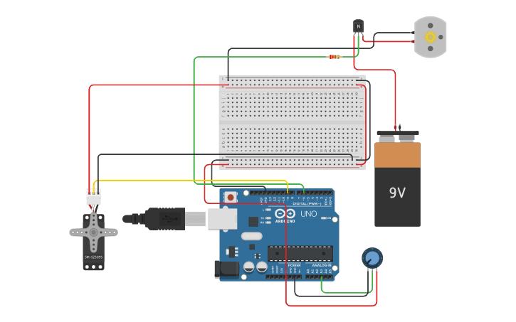 Circuit design DC AND SERVO MOTORS ACTIVITY | Tinkercad
