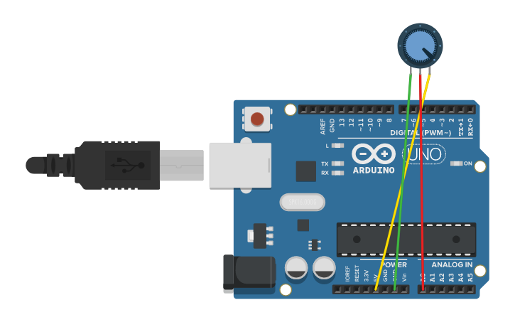 Circuit design interfacing potentiometer with arduino - Tinkercad