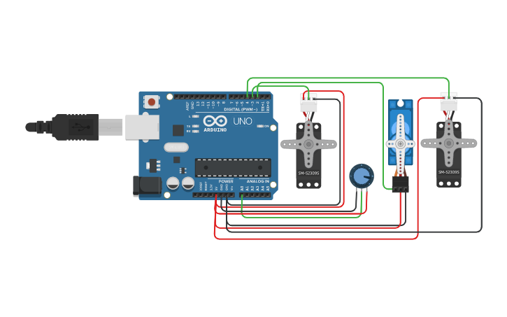Circuit design Servo Motor Control - Tinkercad