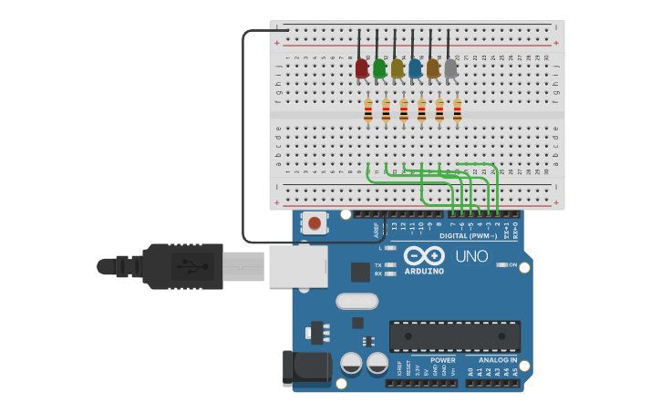 Circuit design Circuito Video Arduino Leds - Tinkercad
